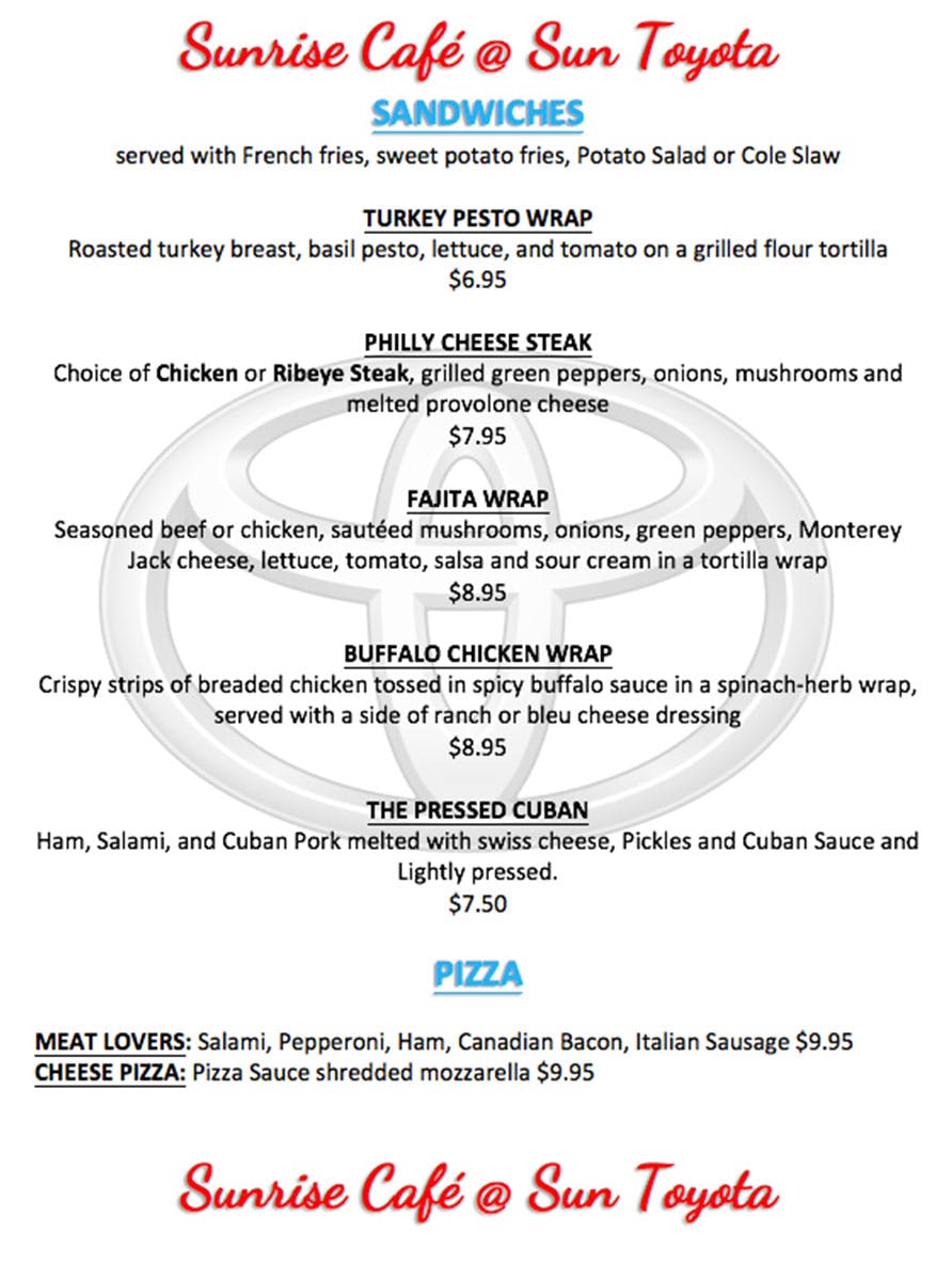 Grab a Bite at the Sunrise Cafe in Holiday | Sun Toyota