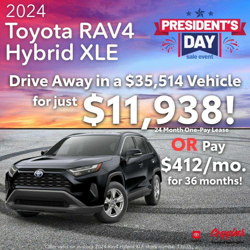 2024 Rav4 Hybrid XLE Lease | Coggins Toyota Of Bennington